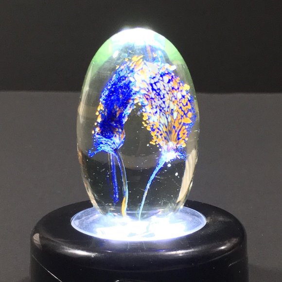 Art | Vintage Peacock Feathers Paperweight Glass 1998 Signed Led Hot ...